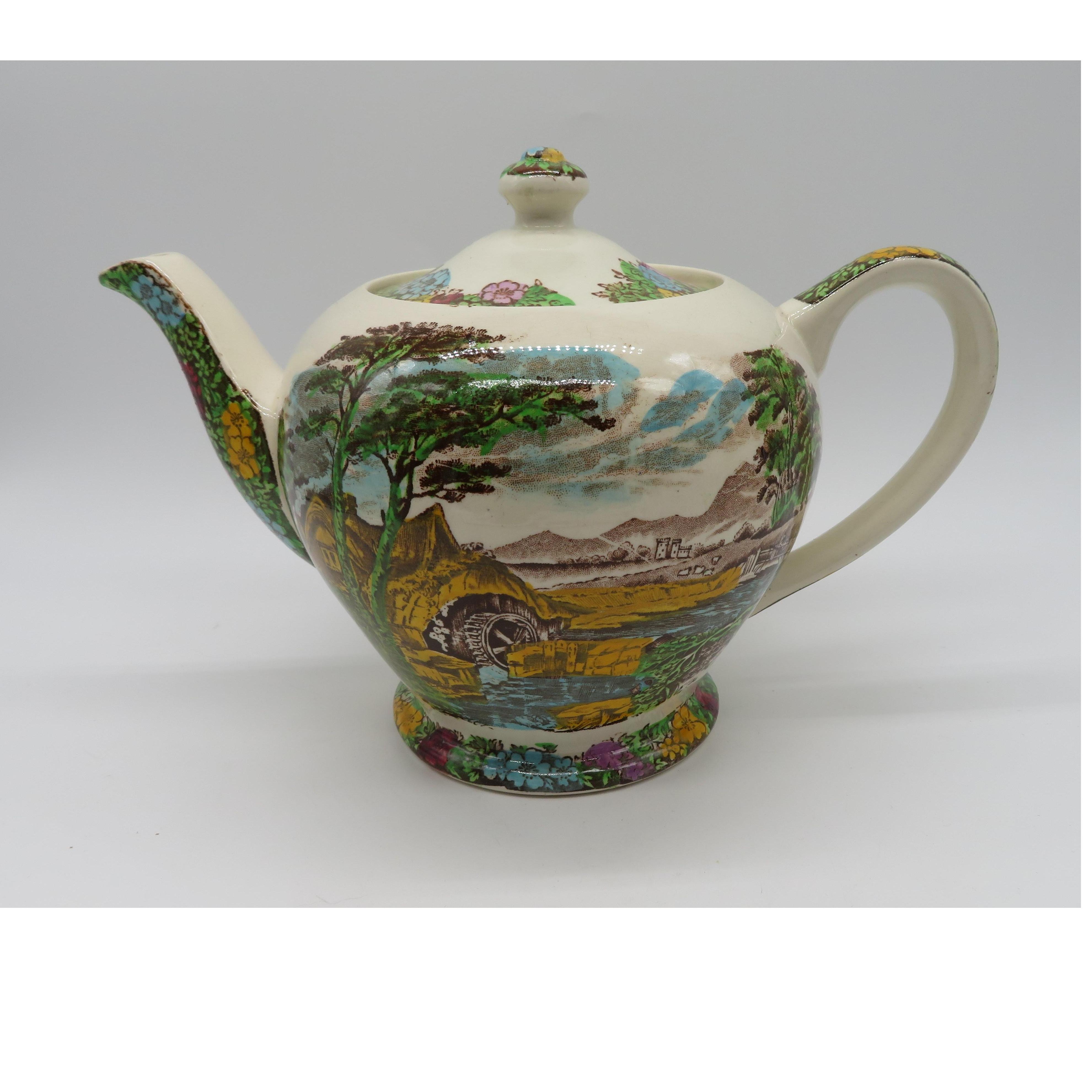 Vintage Sadler England Tea Pot Transferware scene is The Old Mill ...