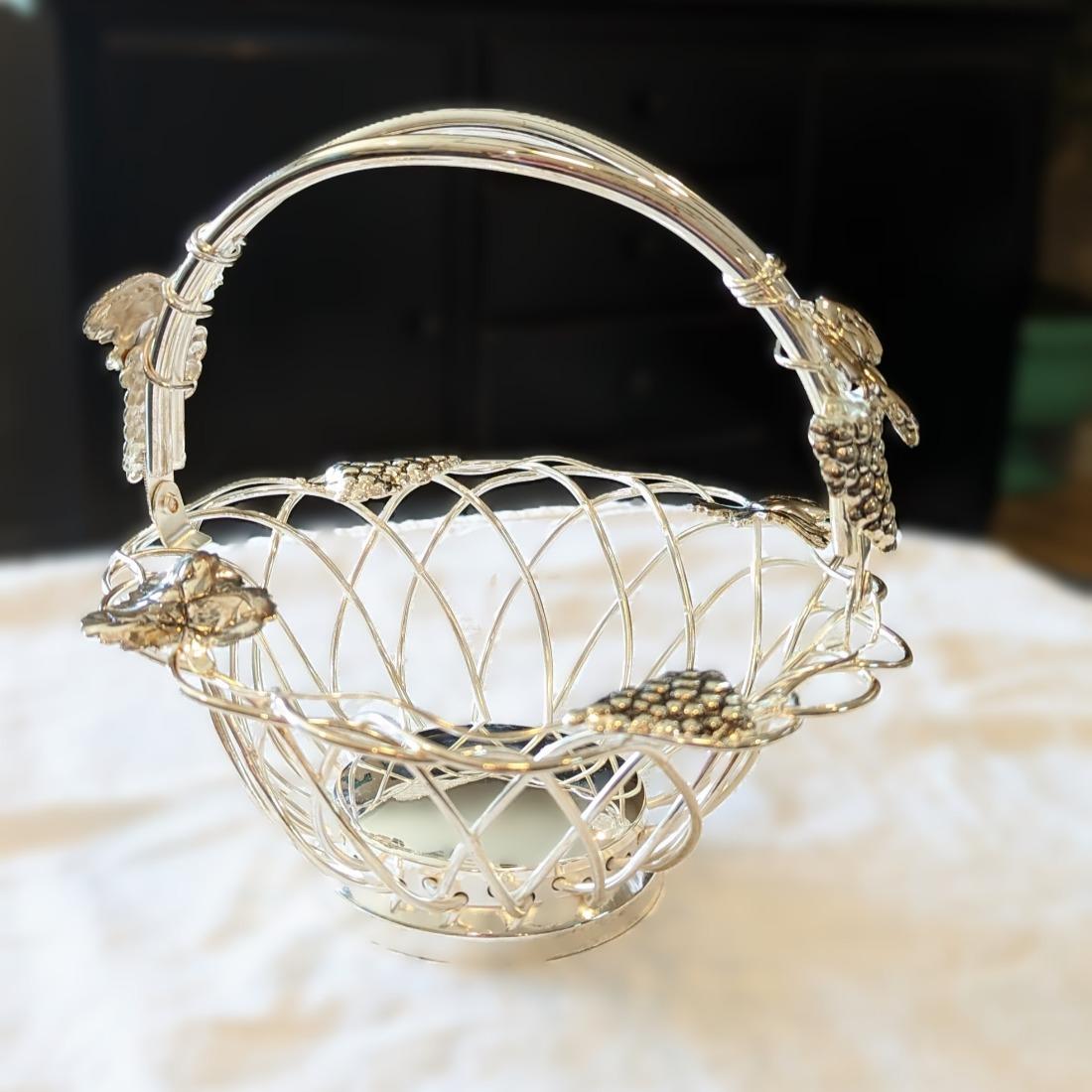 Godinger Silver Wire Art Fruit Basket GSA SilverPlate Grape Leaf Design MCM