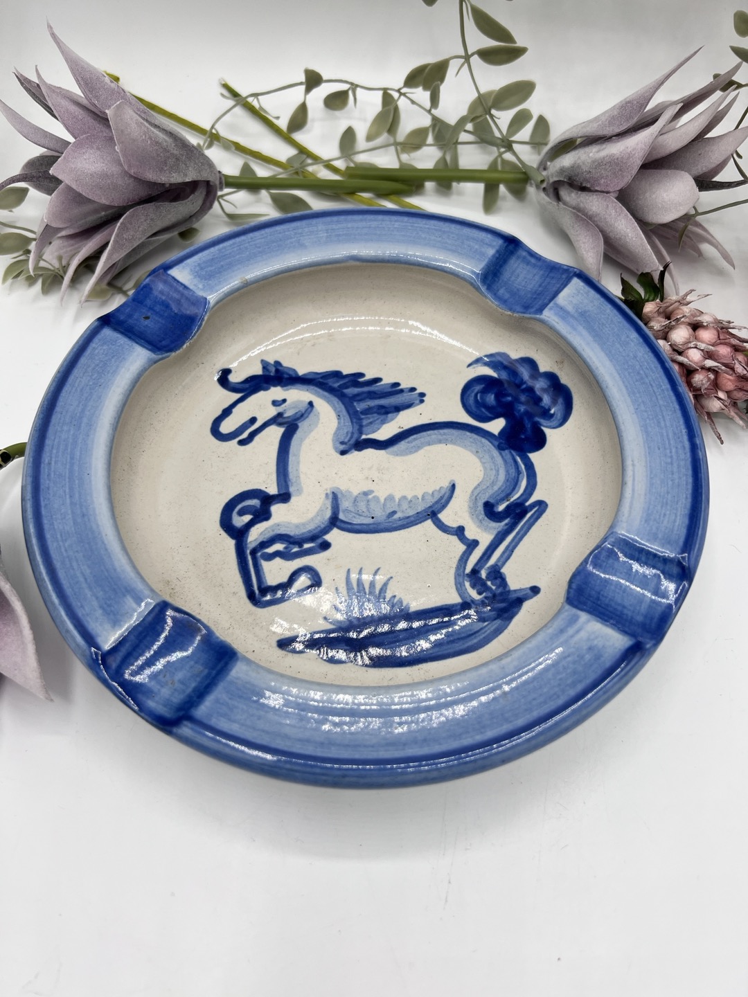 MA Hadley Stoneware Pottery Horse Ashtray