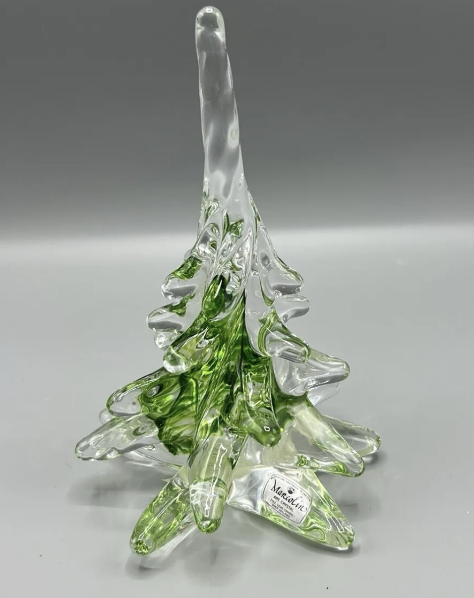 Vintage Marcolin Sweden Crystal Art Glass Christmas Tree Signed & Numbered