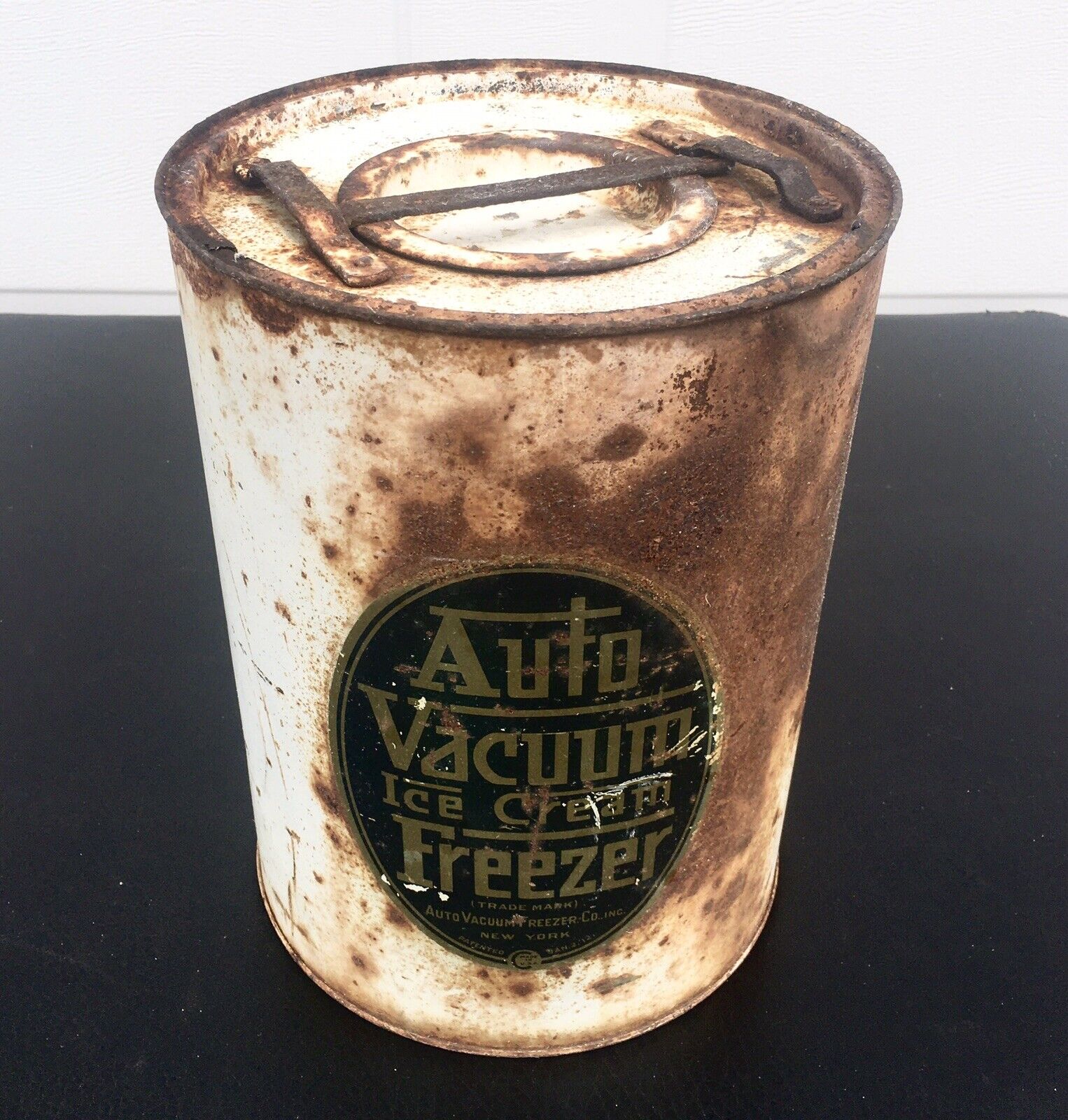 Antique AUTO VACUUM ICE CREAM FREEZER Patented 1912 - Made In USA ...