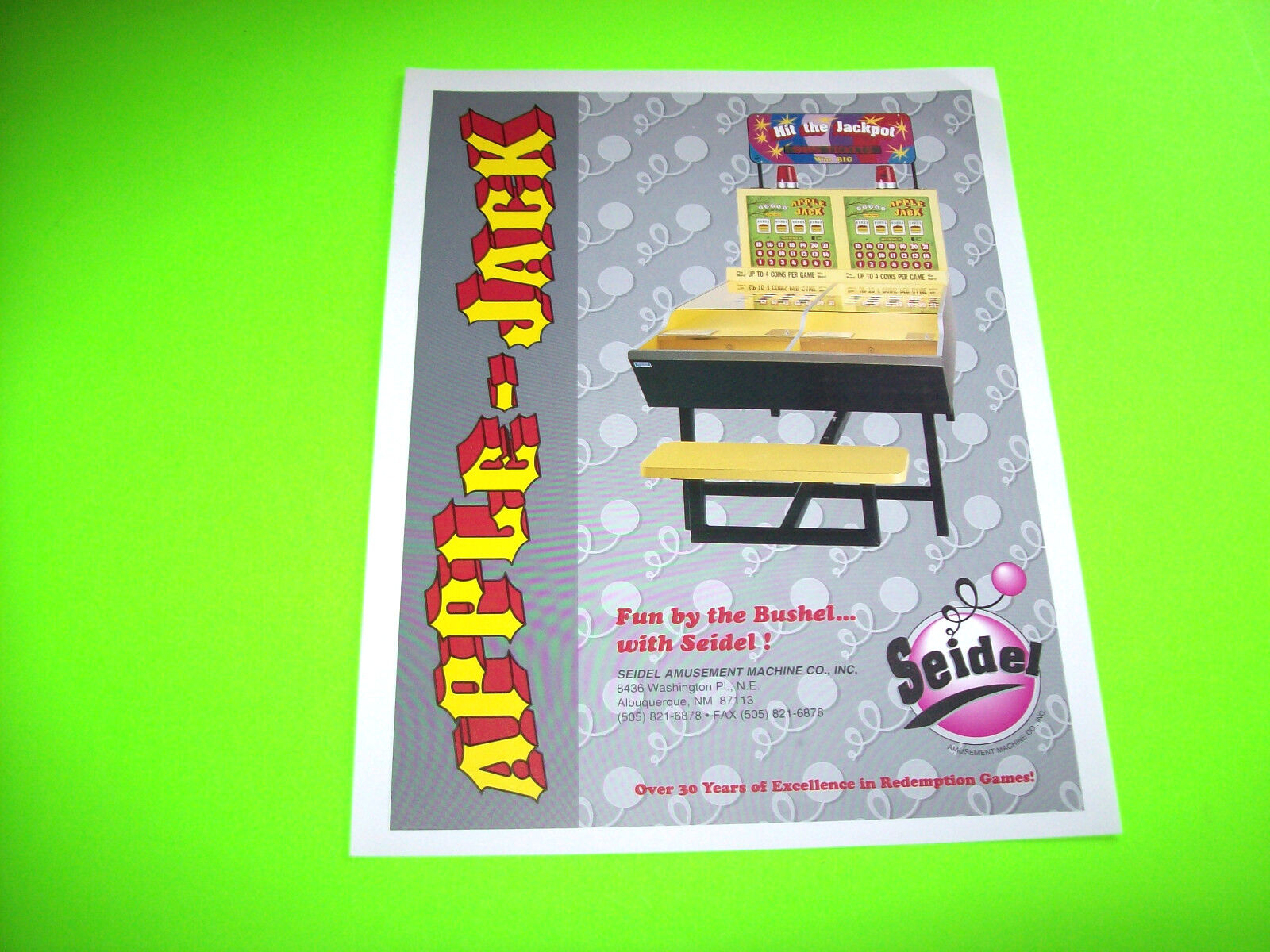 APPLE JACK ORIGINAL NOS ROLL DOWN REDEMPTION ARCADE GAME MACHINE FLYER