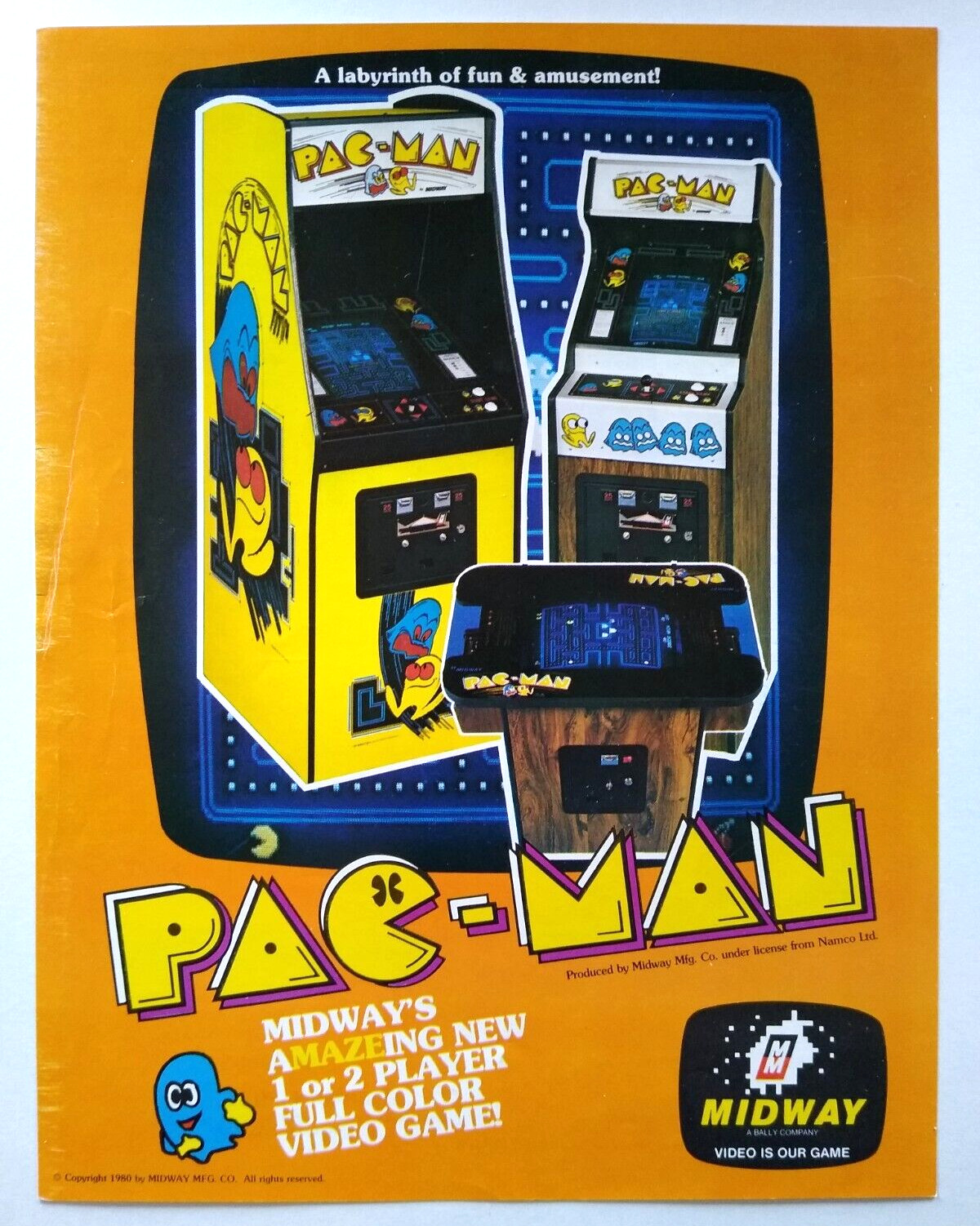 Pac-Man Arcade FLYER 1980 Original Video Game Vintage Retro Art Classic ...