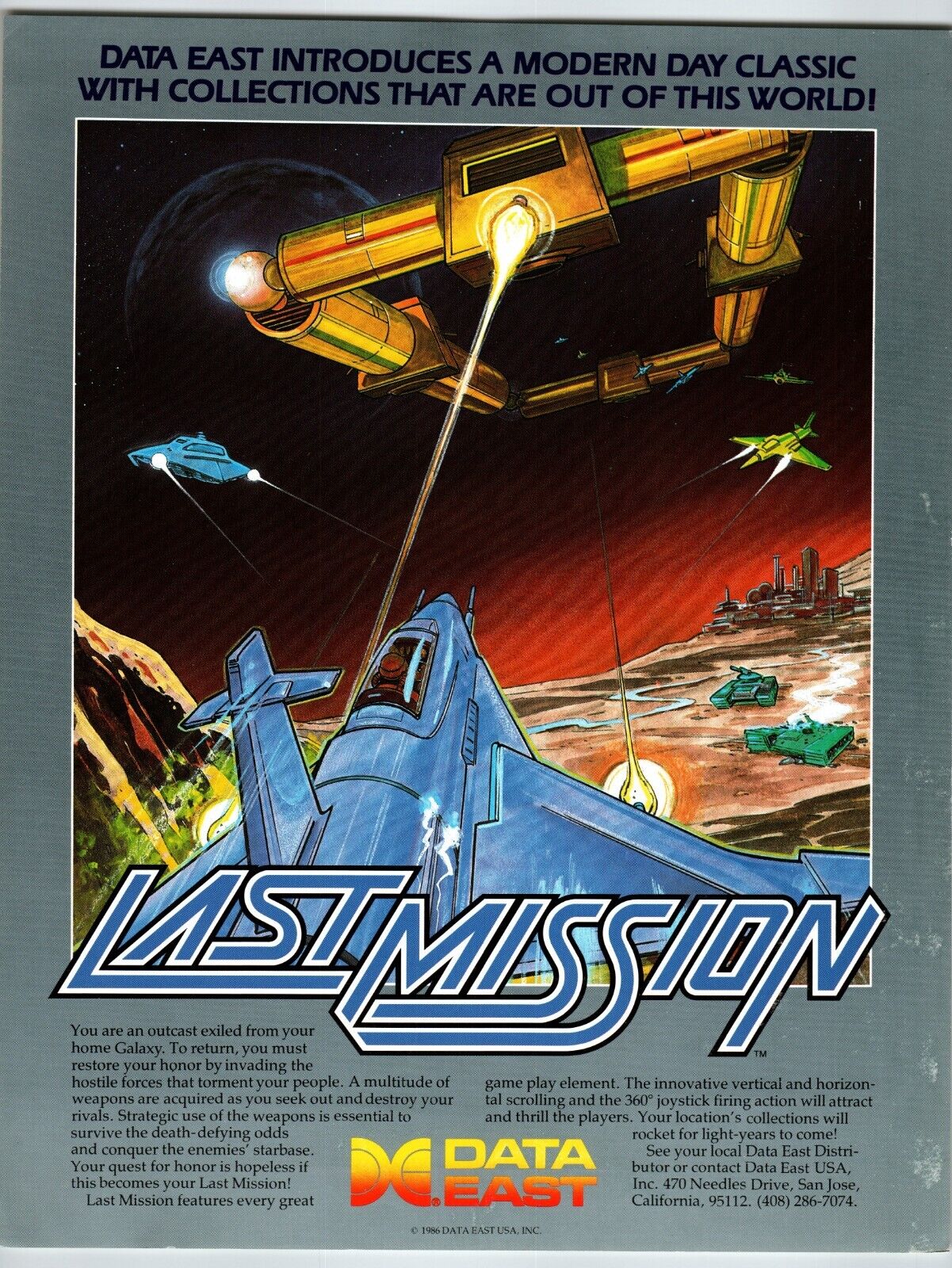 Last Mission Arcade Flyer 1986 Original Retro Video Game Art Vintage ...