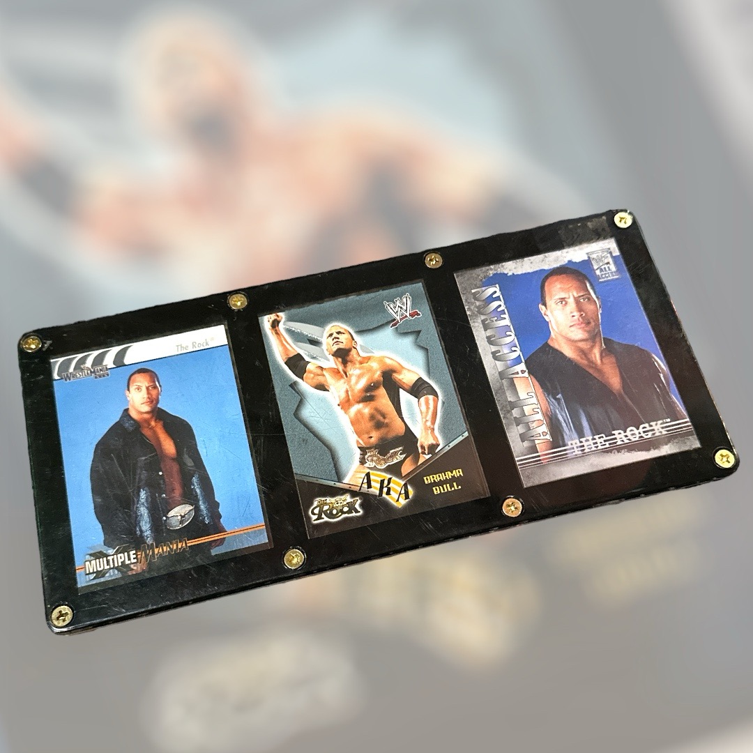 Vintage The Rock 3 Card In Display Case Wrestlemania/All access/Brahma ...