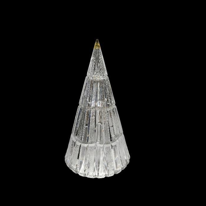 24% Lead Crystal Clear Christmas Tree Simple Beauty Etched Golden Peak