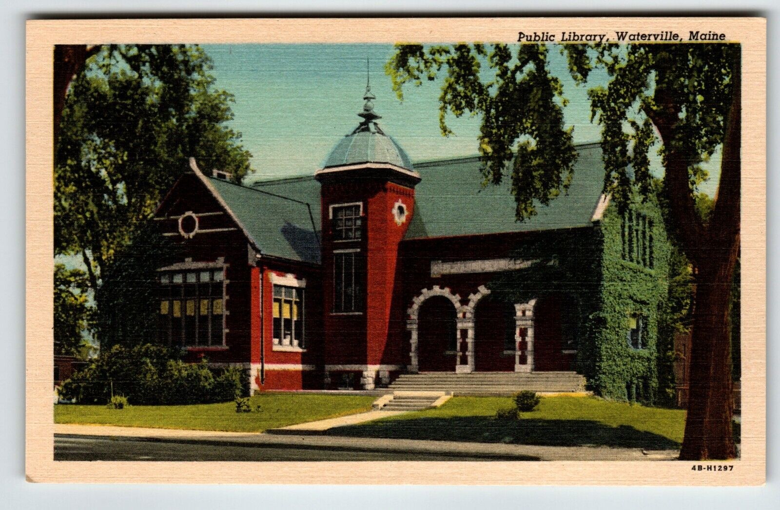Public Library Building Waterville Maine Postcard Unposted White Border ...