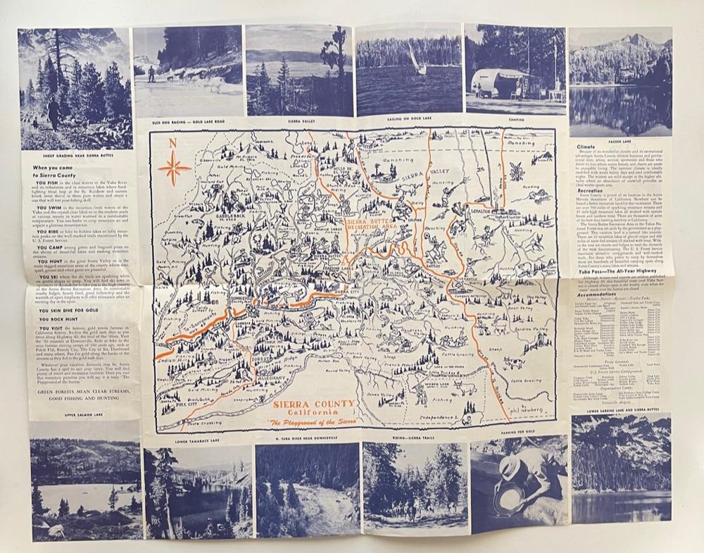 Sierra County Loyalton California Recreation Cartoon Map Brochure ...