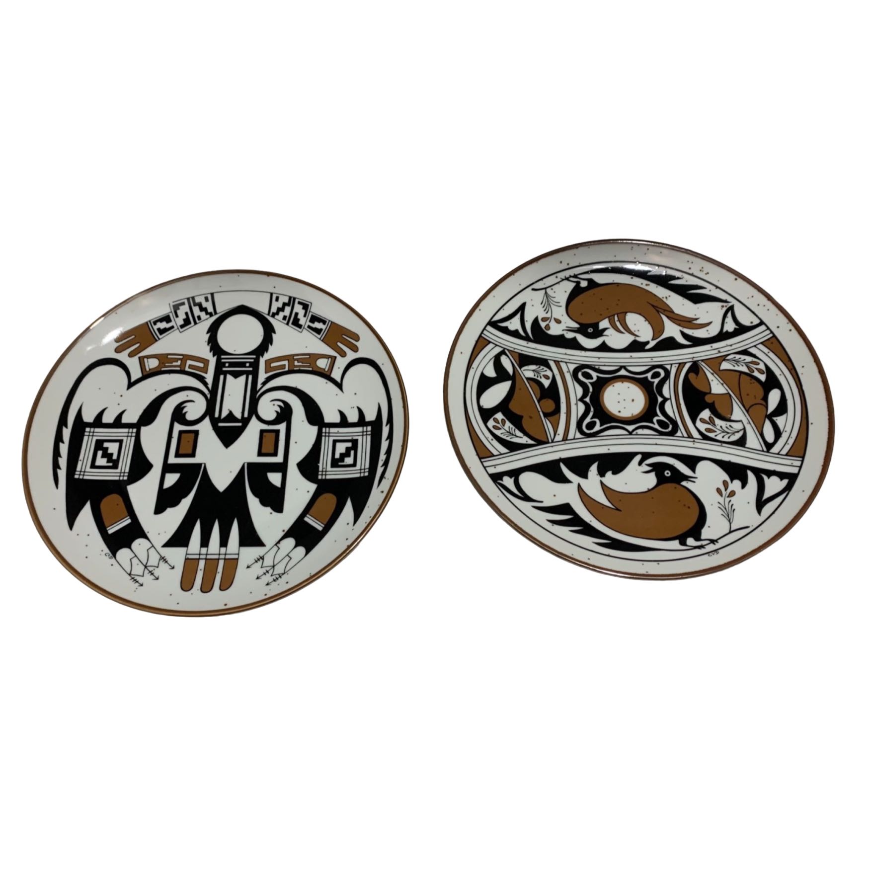 VTG Hopi Design 1980s Plates (2) Native American Style Stoneware ...