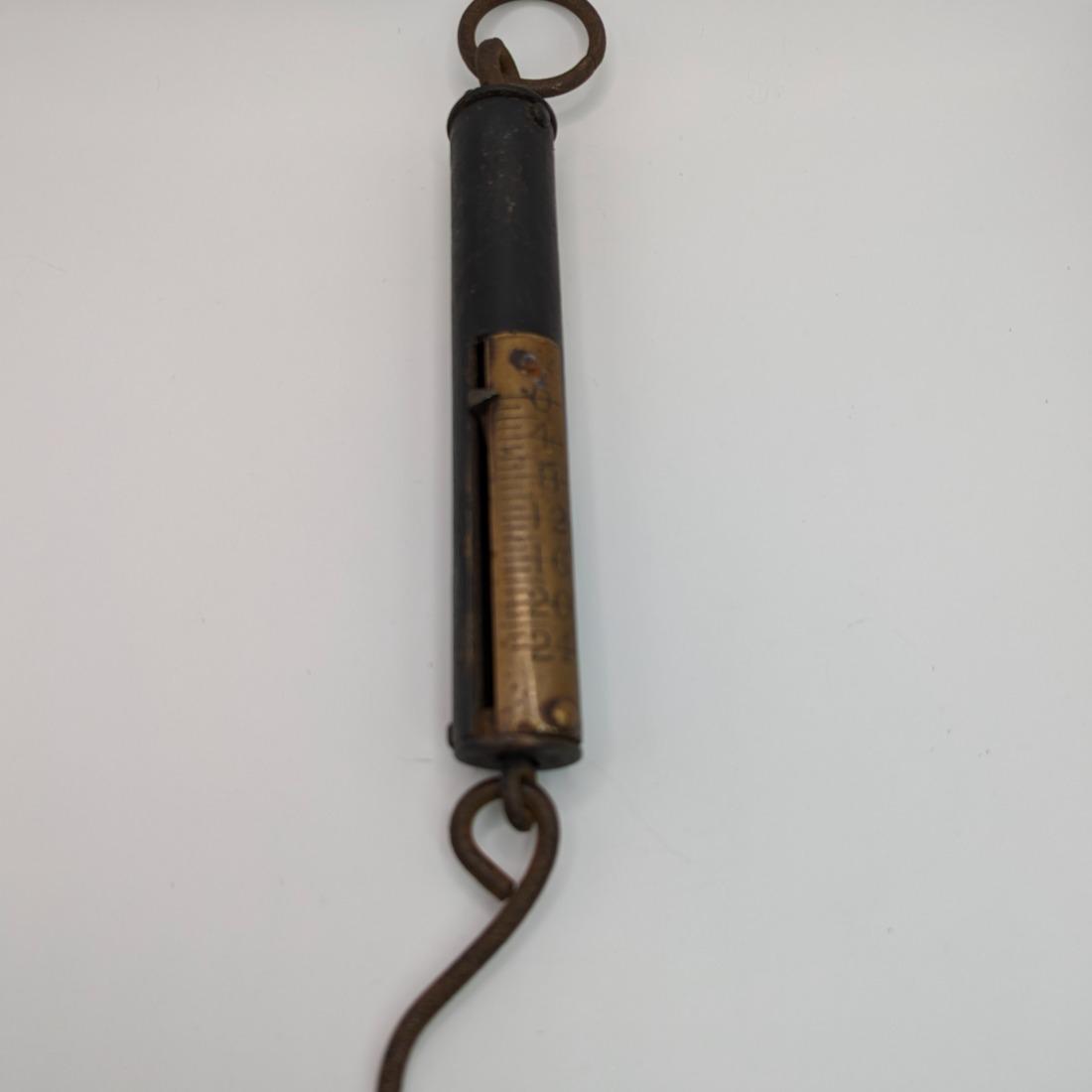Antique Cast Iron Small 24 lb. Tubular Spring Hanging Scale