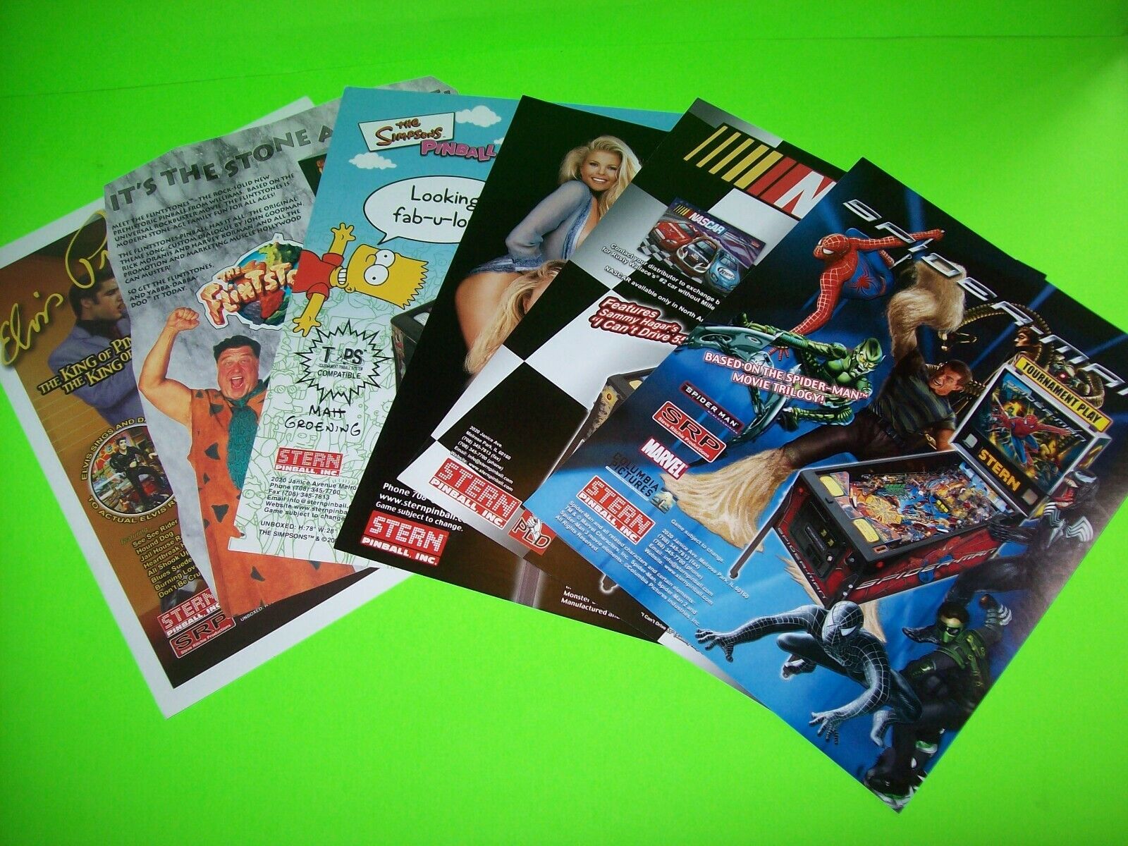 Pinball Flyer Lot Spider-Man Elvis Flintstones Nascar Simpsons Playboy ...