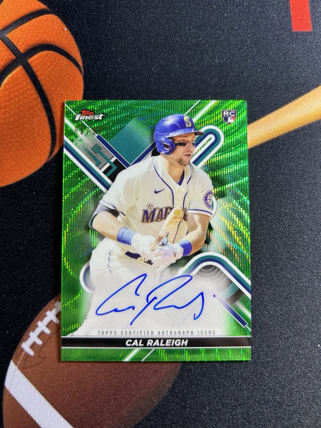 2022 Topps Finest Cal Raleigh green wave autograph /99
