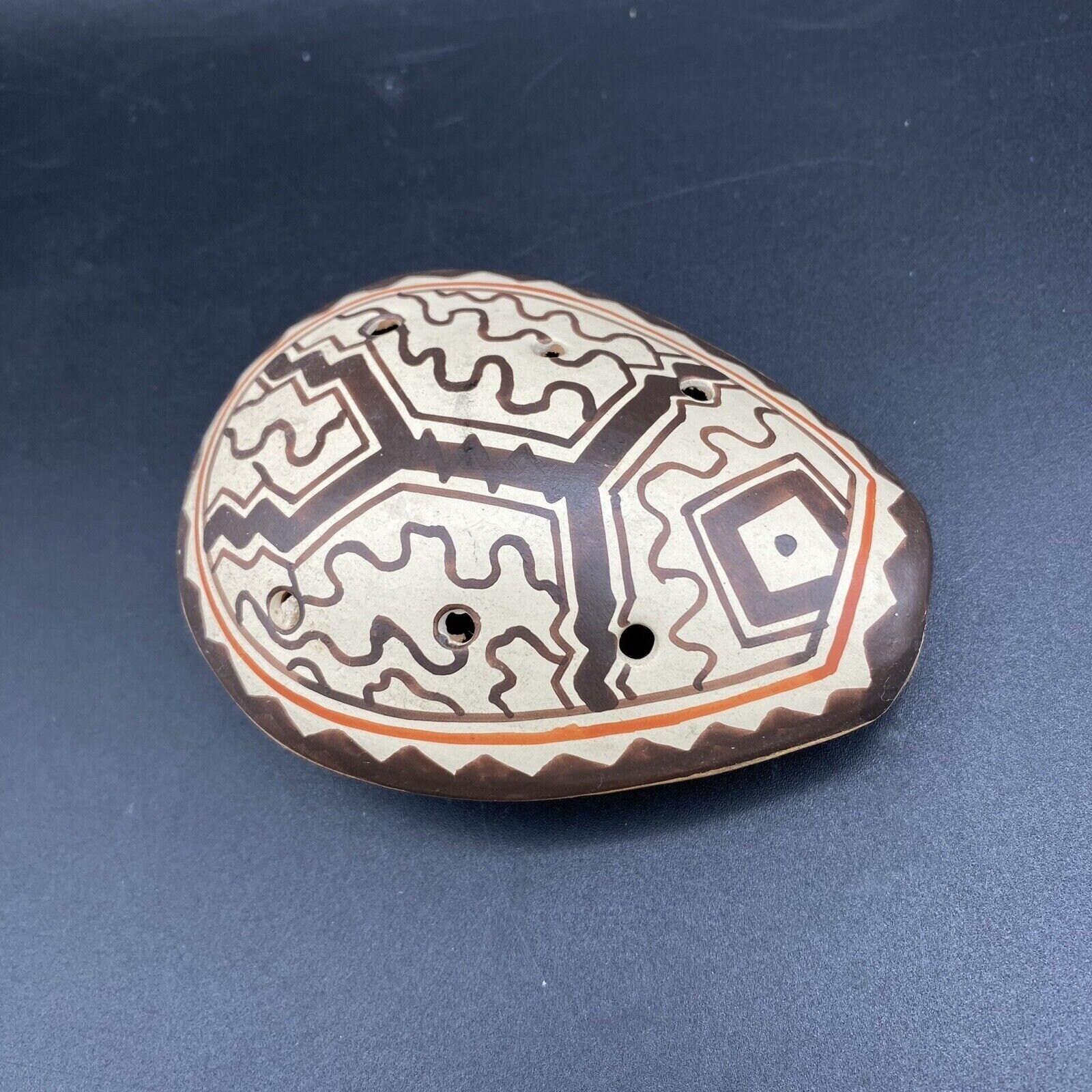 Clay Ocarina Musical Instrument Folk Art Primitive Figure Peru