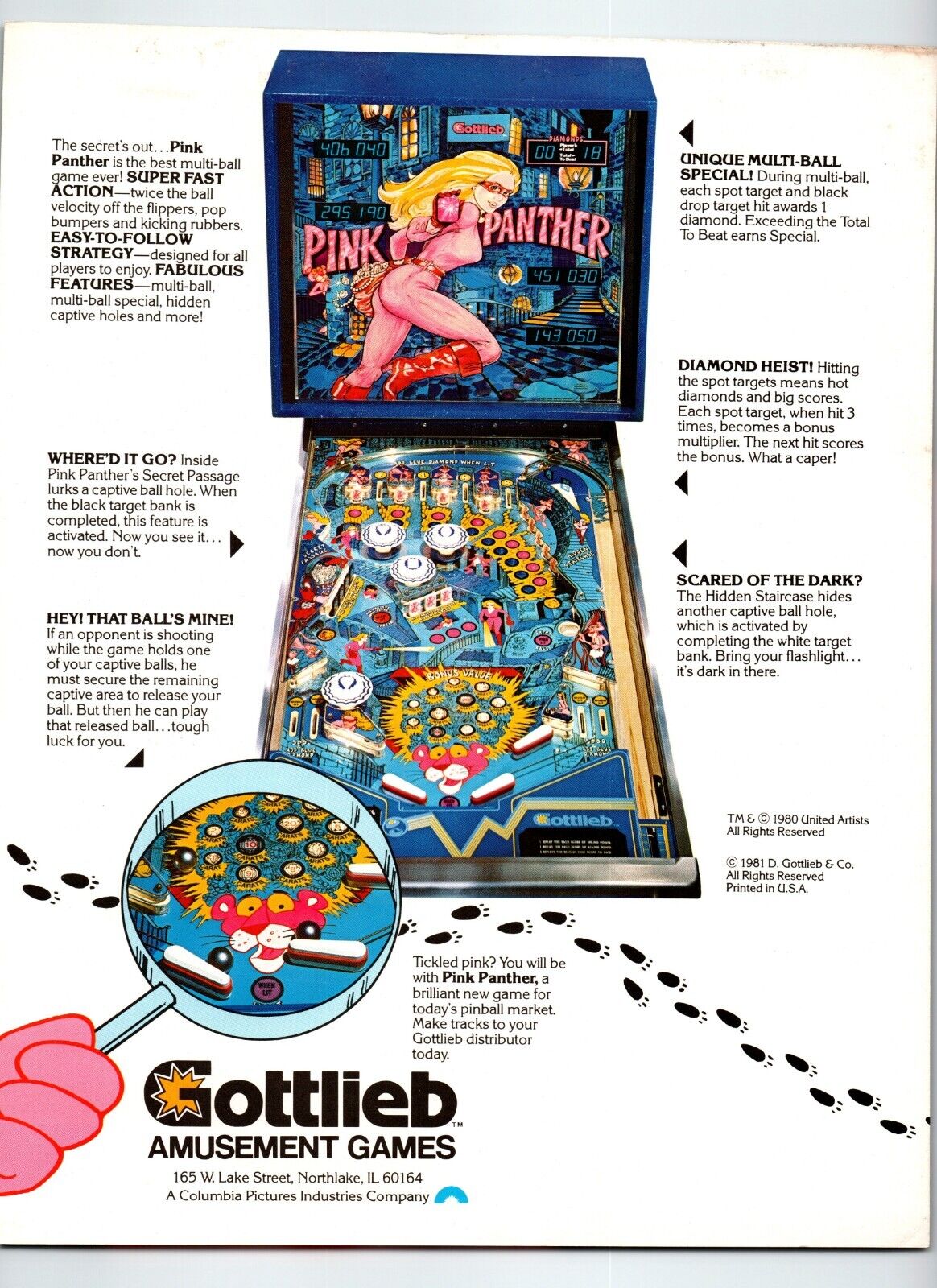Pink Panther Pinball Machine FLYER Original 1981 Vintage Retro Game ...