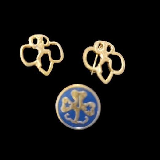 3 Vintage Girl Scout Brownie Pins 1960s 1970s Collectors