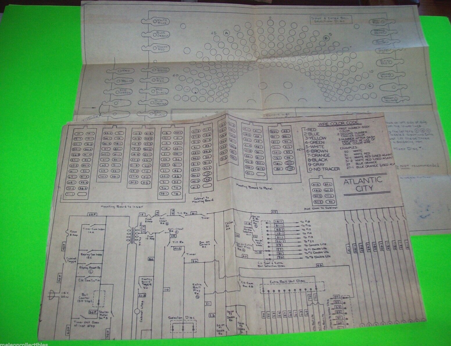 Atlantic City Bingo Pinball Machine Schematic Wiring Diagram Vintage 1952