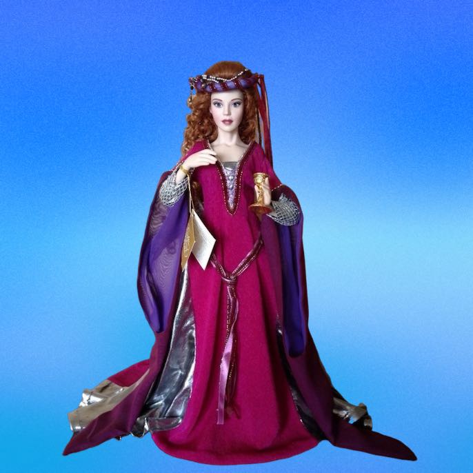 Franklin Mint Queen Morgan Le Fay 18" Porcelain Heirloom Doll New In Box