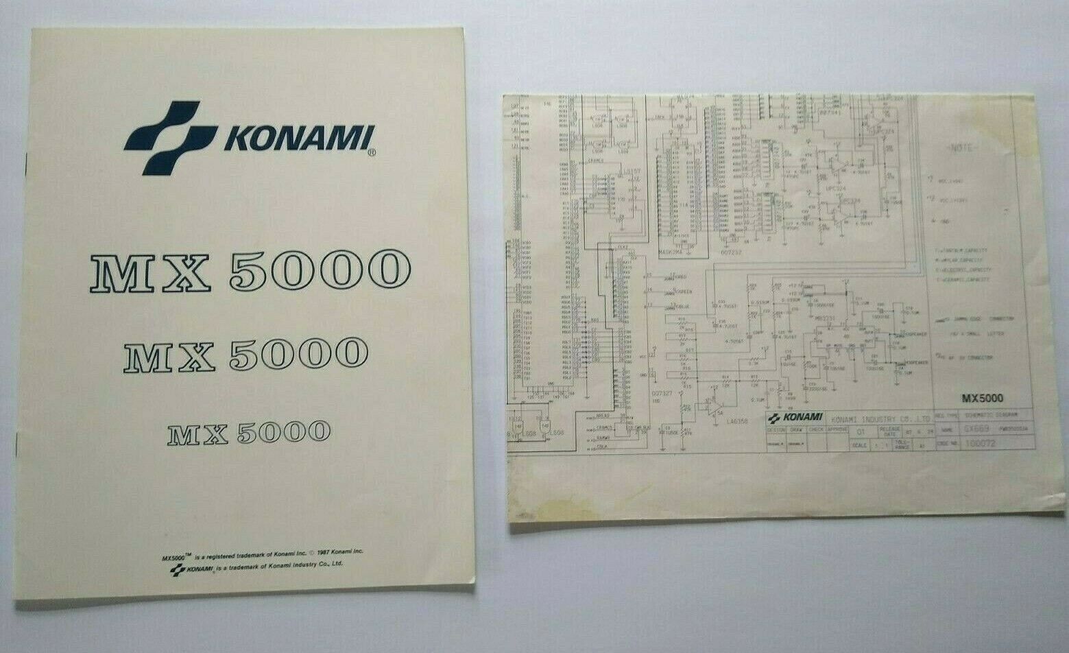 MX 5000 Arcade Manual & Schematic Sheet 1987 Video Game Repair Paperwork