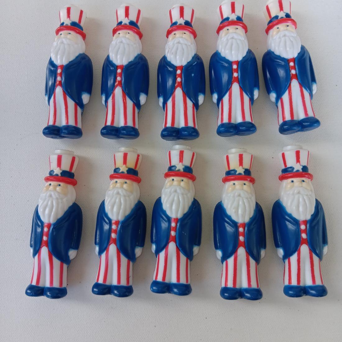 Vintage Patriotic Santa Uncle Sam String Light Covers Stands 3 1/2" Lot ...