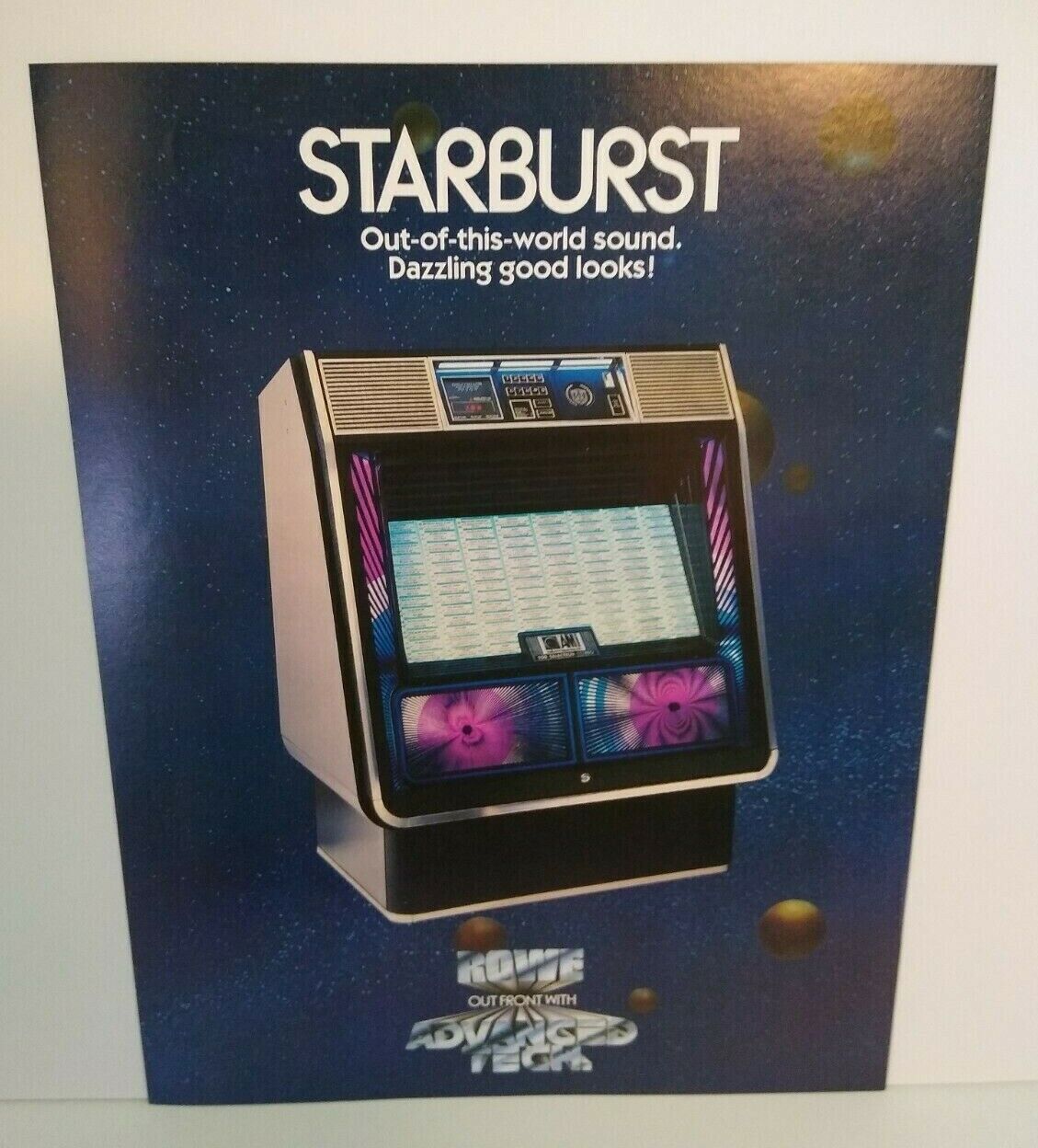 Rowe Starburst Jukebox FLYER Original Phonograph Music Paper Artwork ...