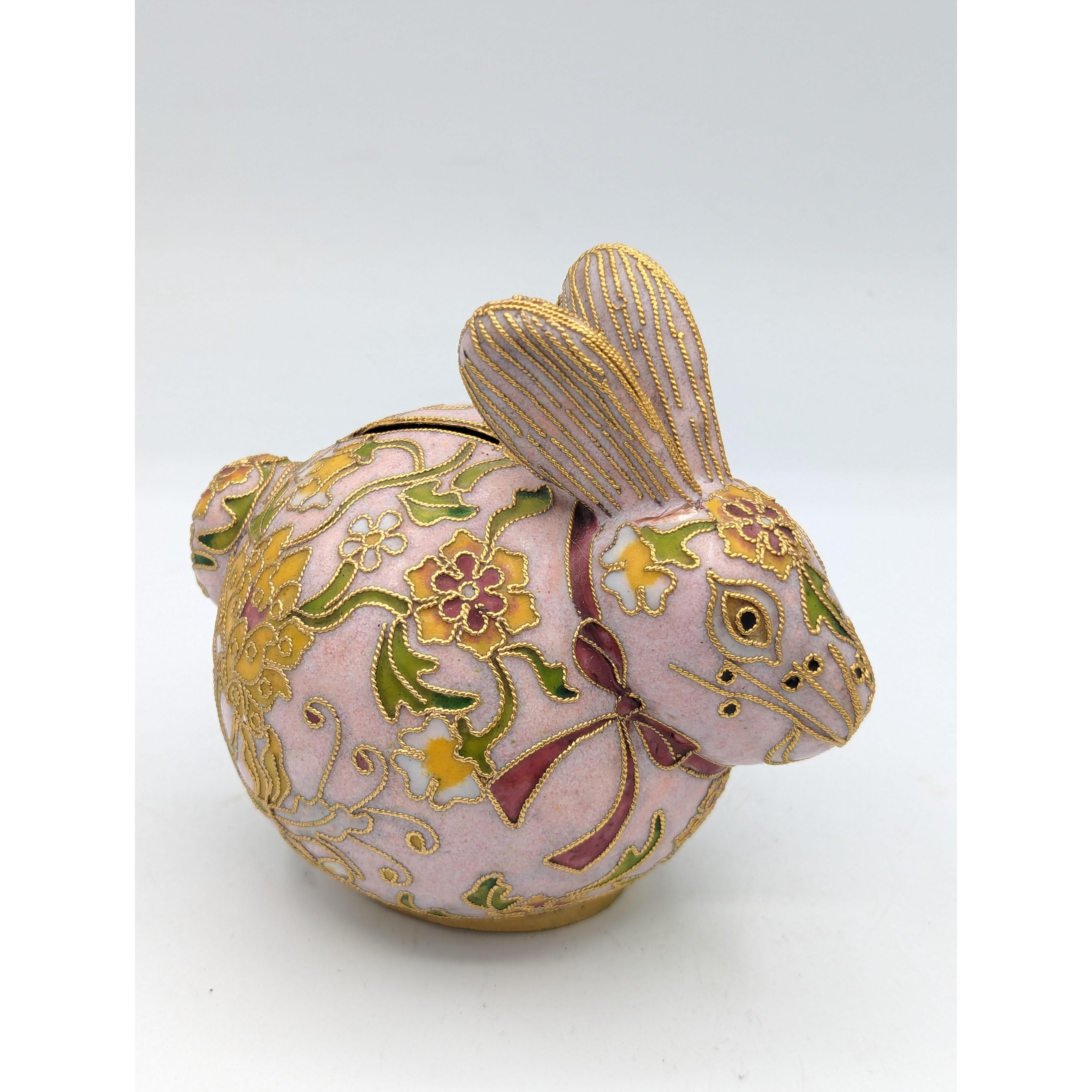 Vintage NEW Cloisonne Rabbit Bunny Bank
