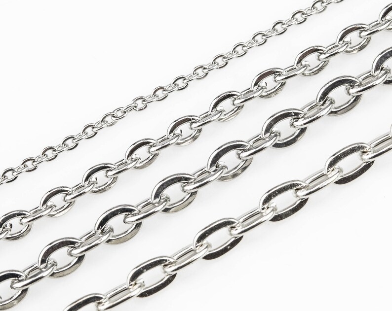 Stainless Steel Flat Oval Chain - Yard or Full Spool - High Quality ...