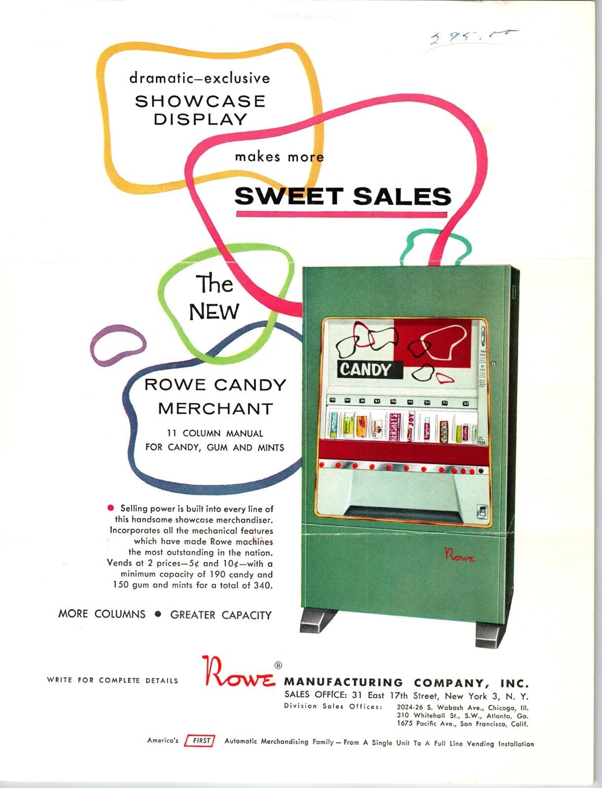 Rowe Candy Vending Machine Flyer Promo Artwork 8.5" x 11" Vendor Hershey's Clark