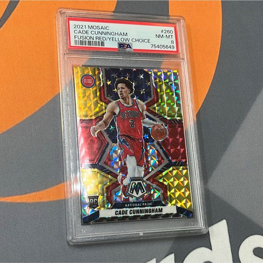 2021 Mosaic Cade Cunningham Fusion Red/Yellow Choice /88 Psa 8