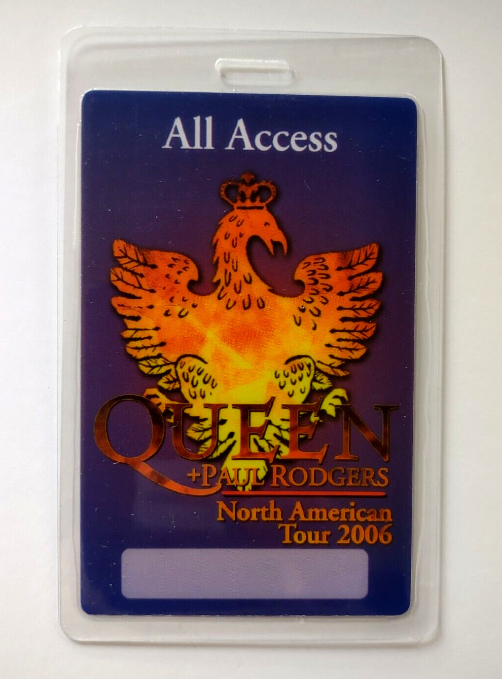Queen Plastic Laminated Concert Backstage Pass 2006 Tour Paul Rodgers ...