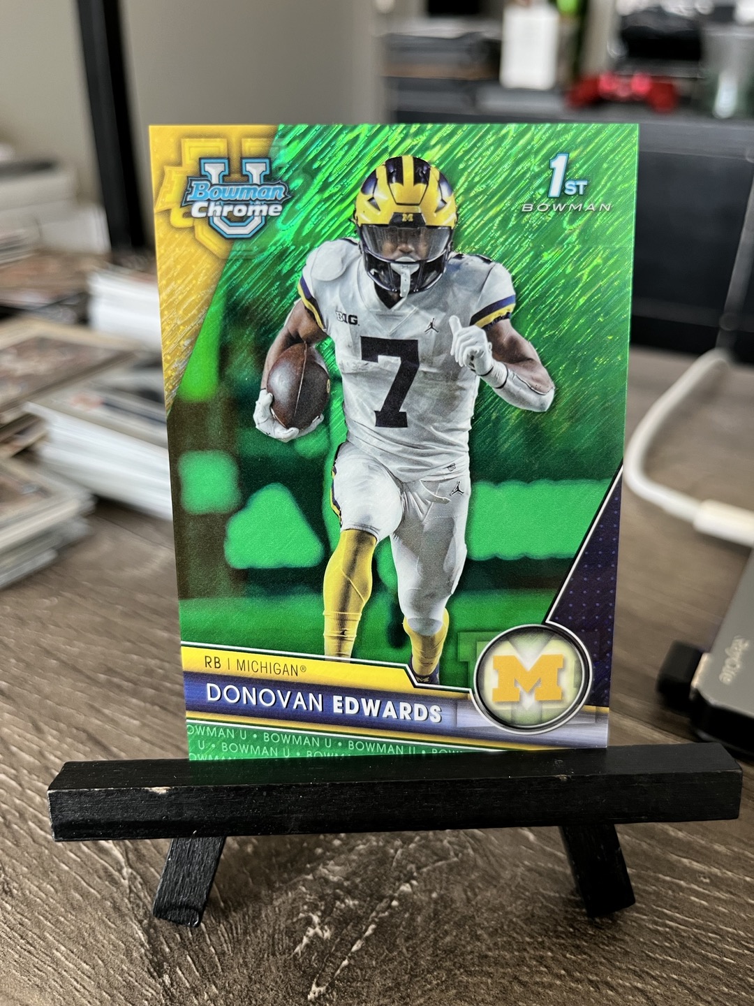 Donovan Edwards 2023 Bowman Chrome U 1st Green Shimmer /99 (A)