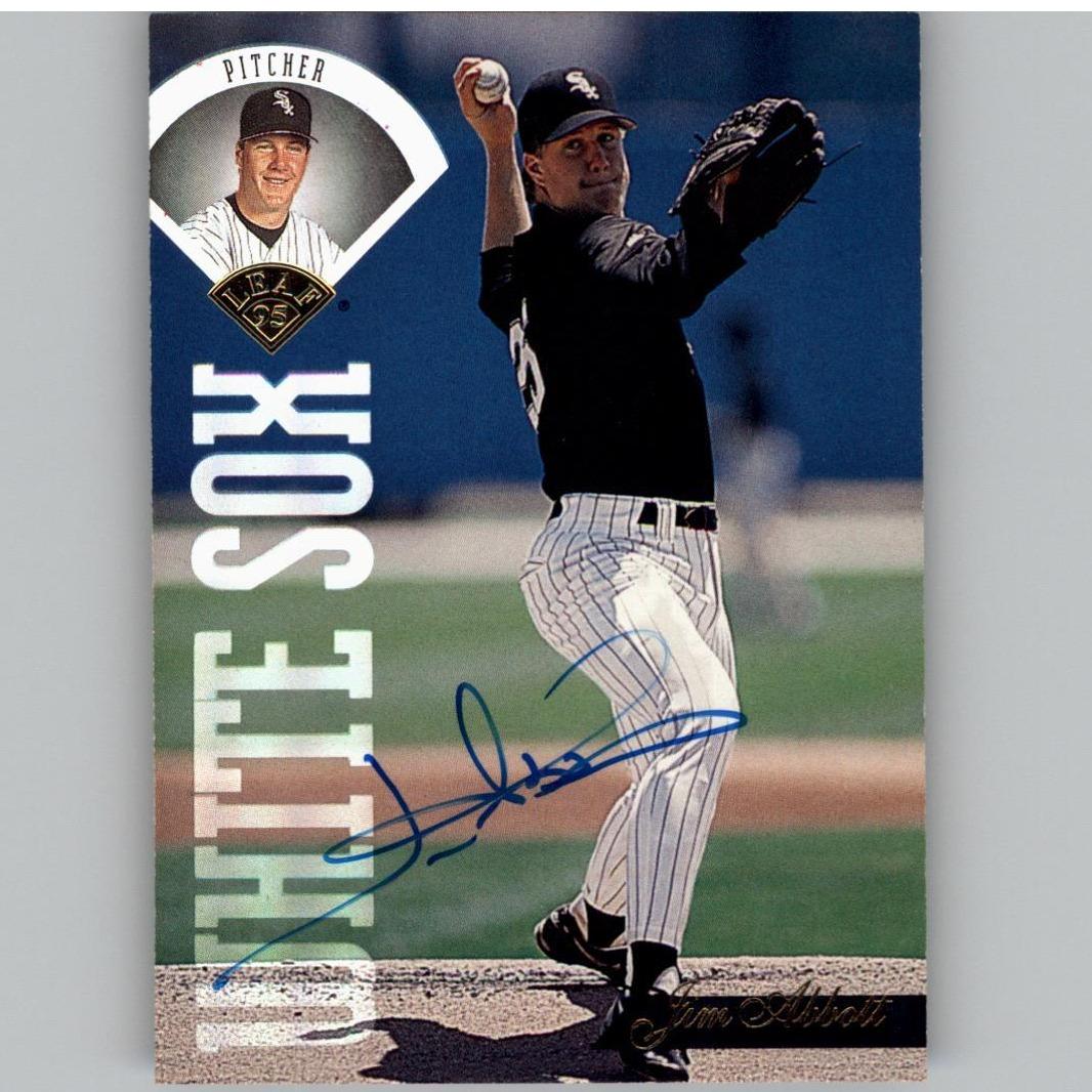 Jim Abbott Signed Chicago White Sox 1995 Leaf #374