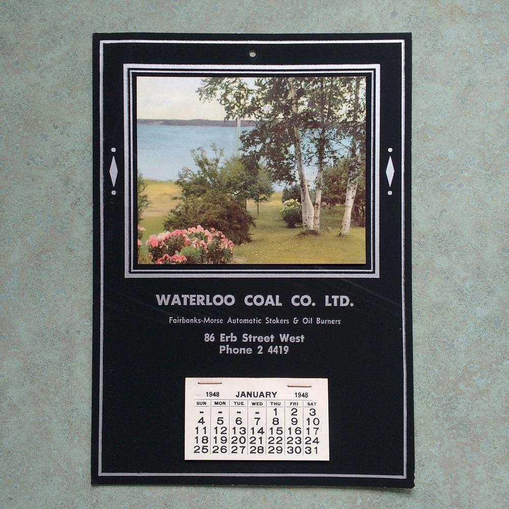 Vintage 1948 Waterloo Coal Advertising Calendar & Stamped Envelope