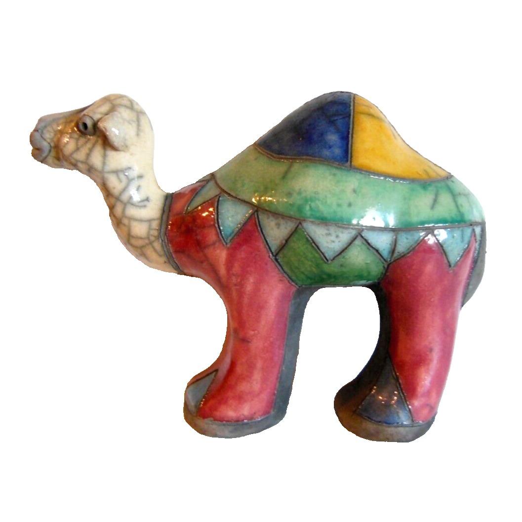 RAKU Camel, Patchwork, Multicolor, S Africa, Art Pottery, Scarce, Vintage