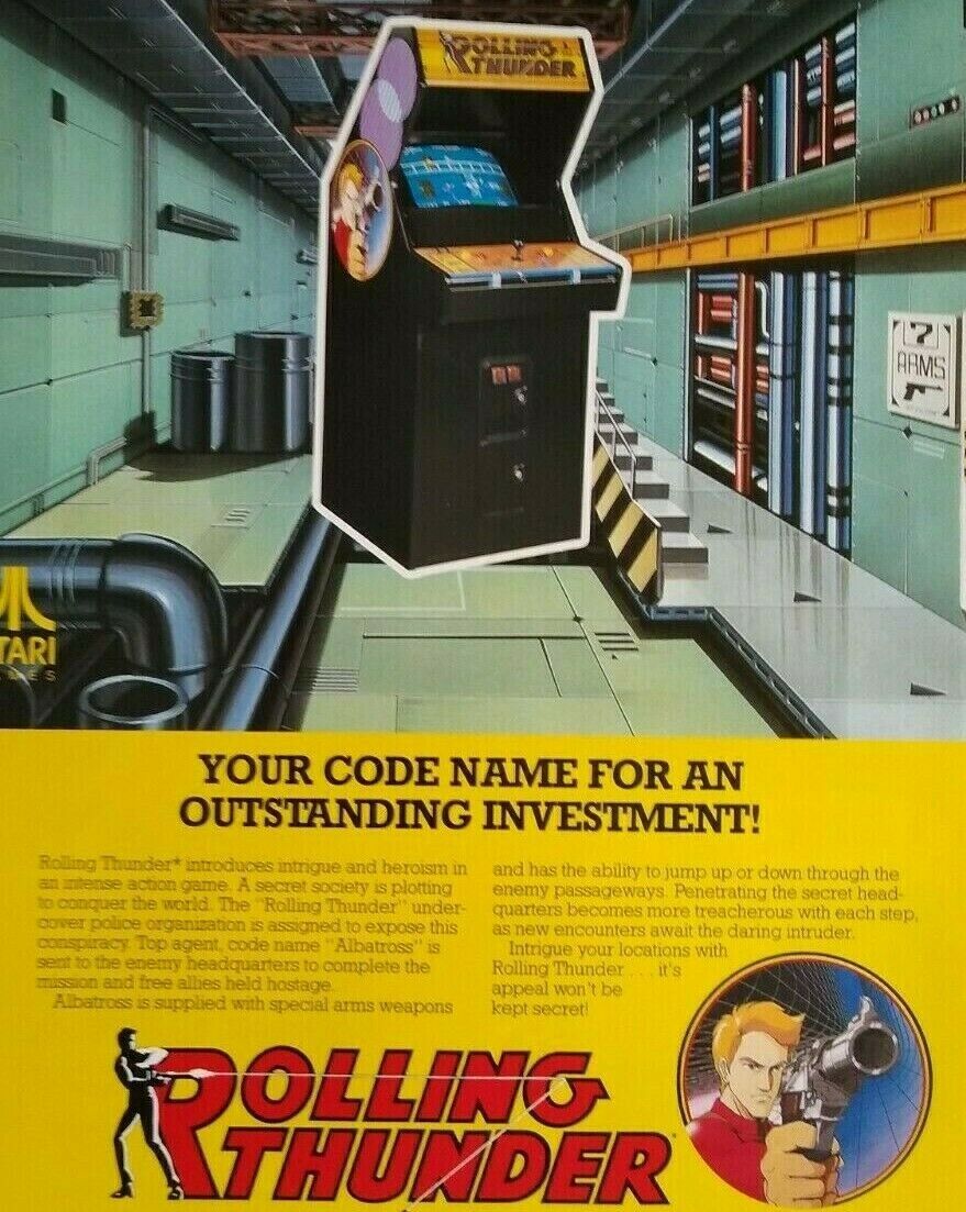 Rolling Thunder Arcade FLYER Original 1986 Video Game Vintage Promo Art ...