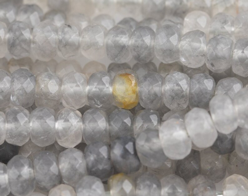 Natural Cloudy Quartz- High Quality in Faceted Roundel- 4mm, 6mm, 8mm ...