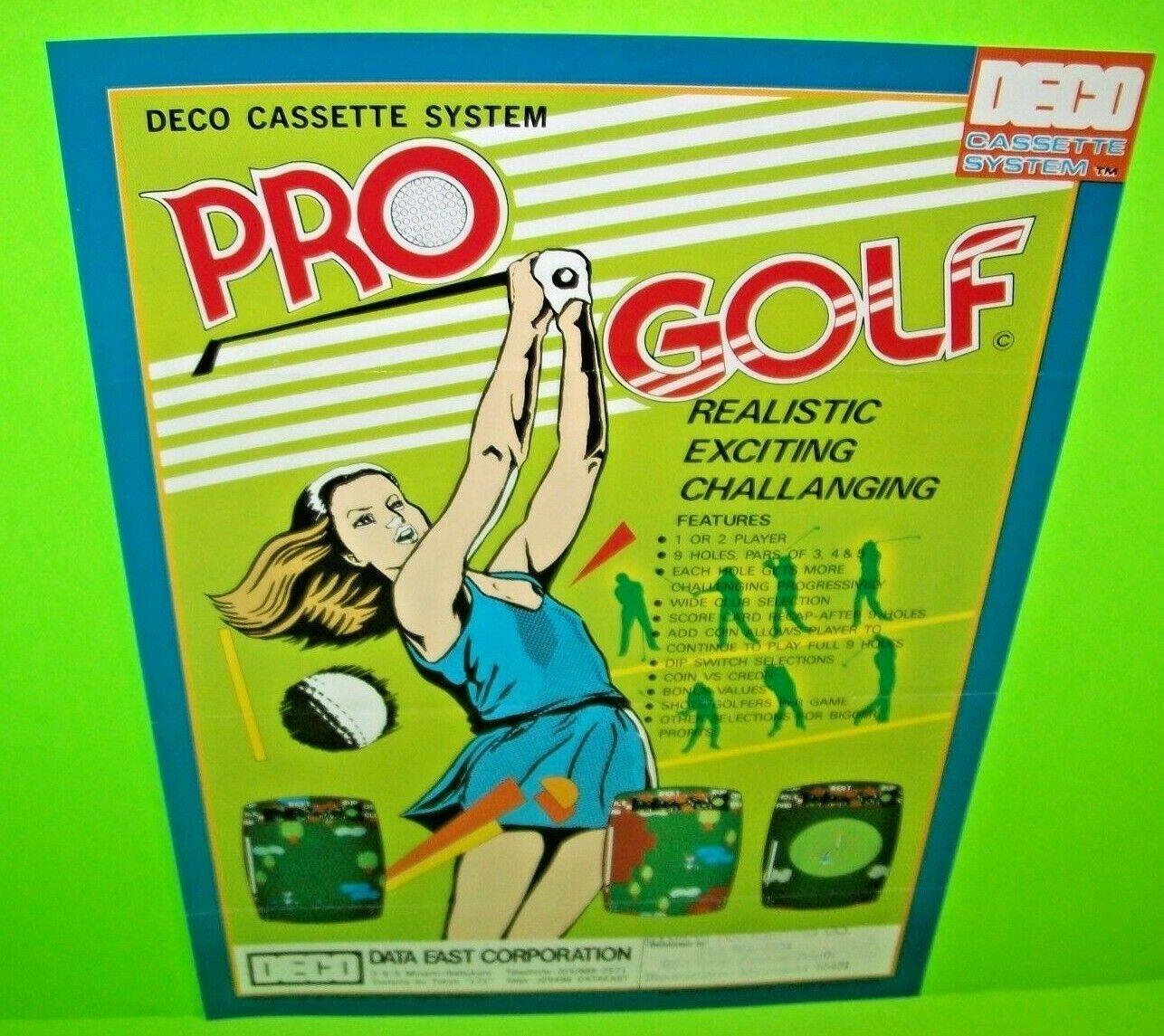 Pro Golf Arcade Flyer Japan Version Deco Video Game Artwork Promo 1981 ...