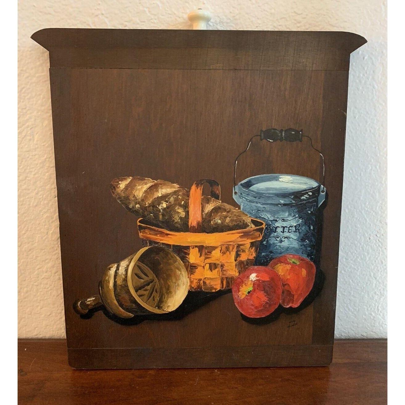 1970s Still Life Painting On A Cutting Board Signed Kitchen Art Hand ...