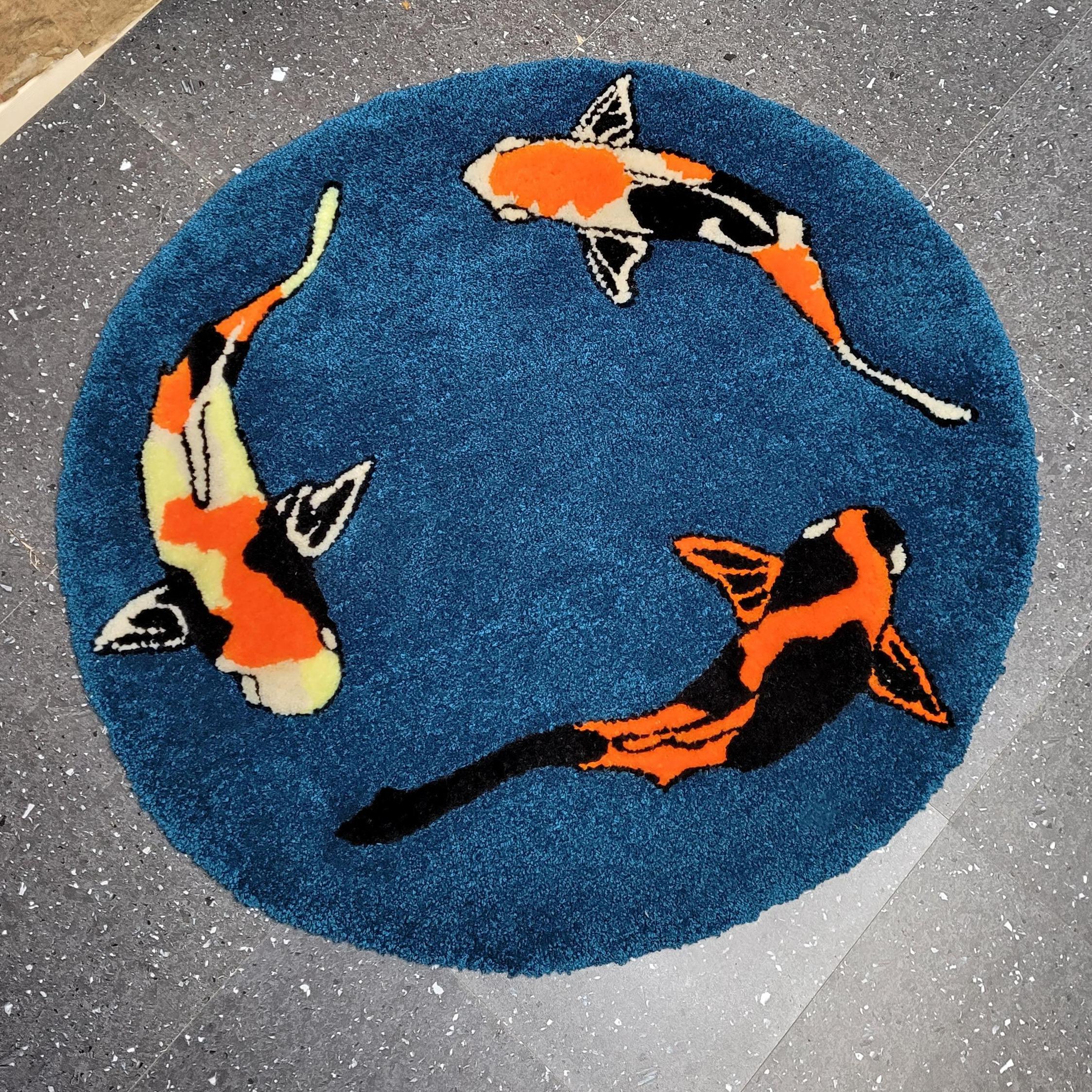 Koi fish Swiftie guitar inspired eras tour hand tufted decorative round ...