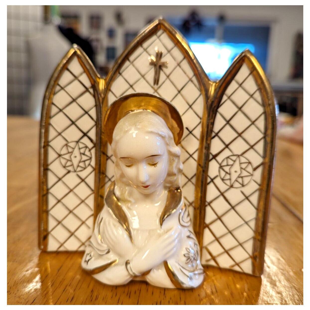 Vintage 1956 Lefton Virgin Mary Wall Pocket Planter Madonna Religious ...