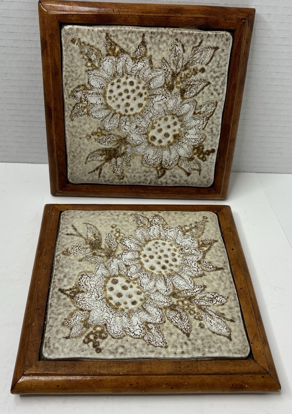 Vintage Floral Tile Trivets-Pair