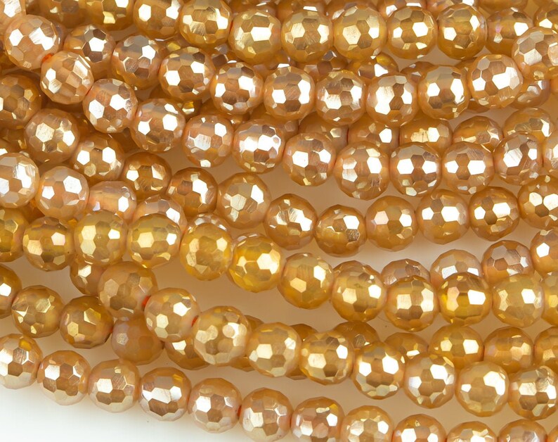 Natural Mystic Champagne Tan Agate, Faceted Round sizes 4mm- Full 16 ...