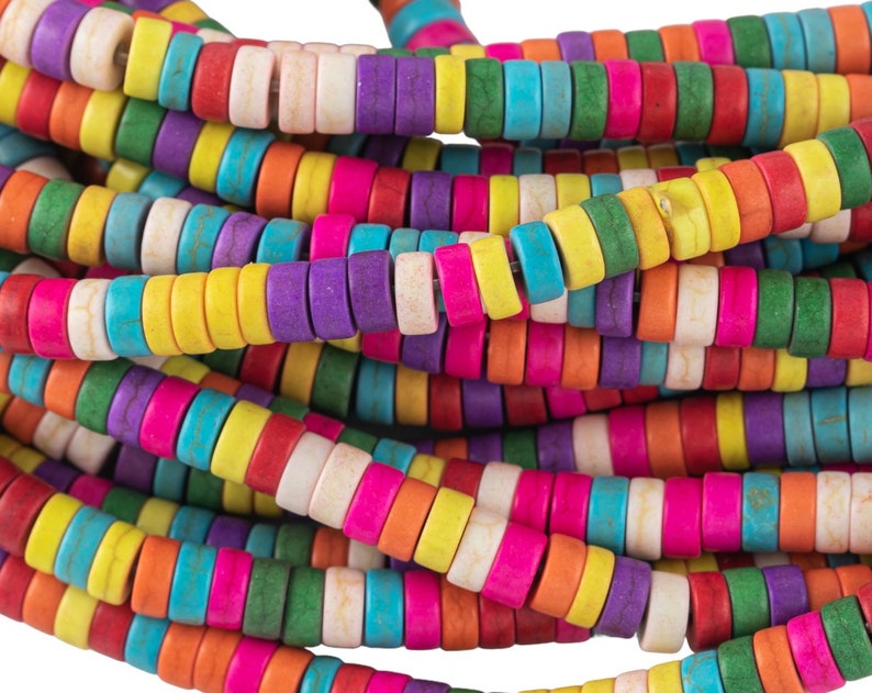 Multi Turquoise Heishi Discs Beads 2x4mm 3x6mm 3x8mm 3x10mm 15.5" Strand