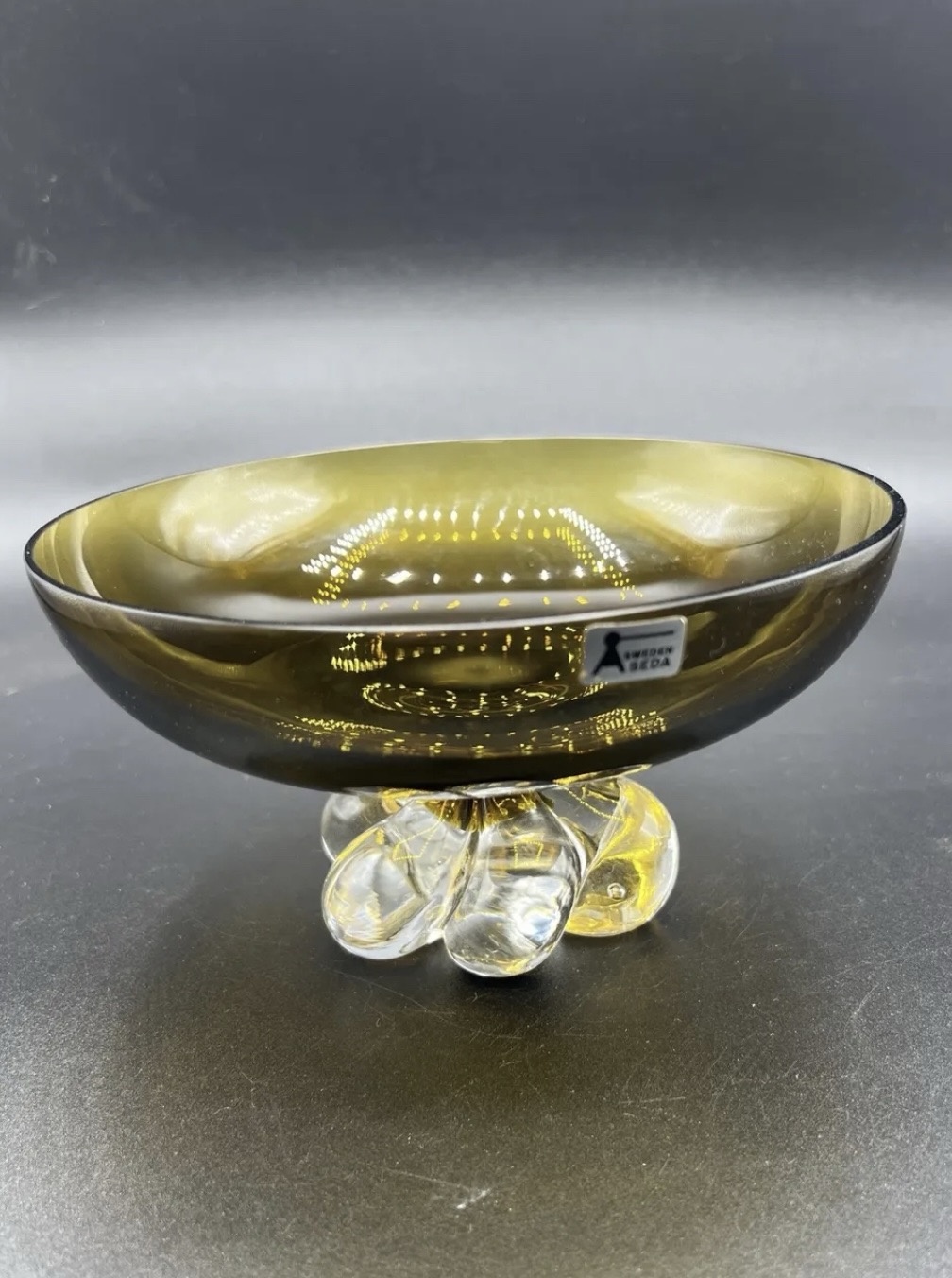 Vintage Mid Century Modern Smokey Art Glass Sweden SEDA No Lid Table ...