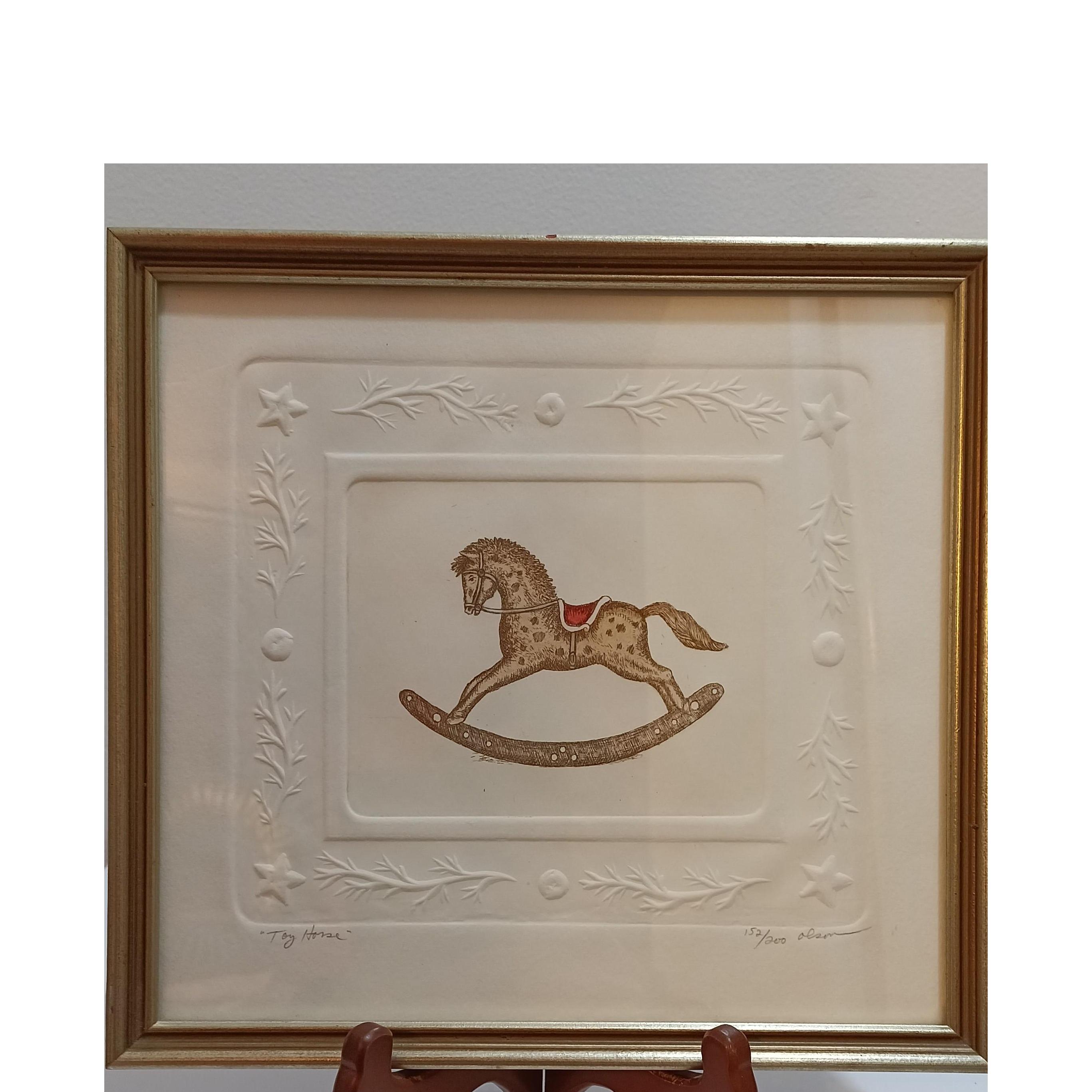 "Toy Horse" Etching By David Olson; Beautiful Embossed Paper; Signed By ...