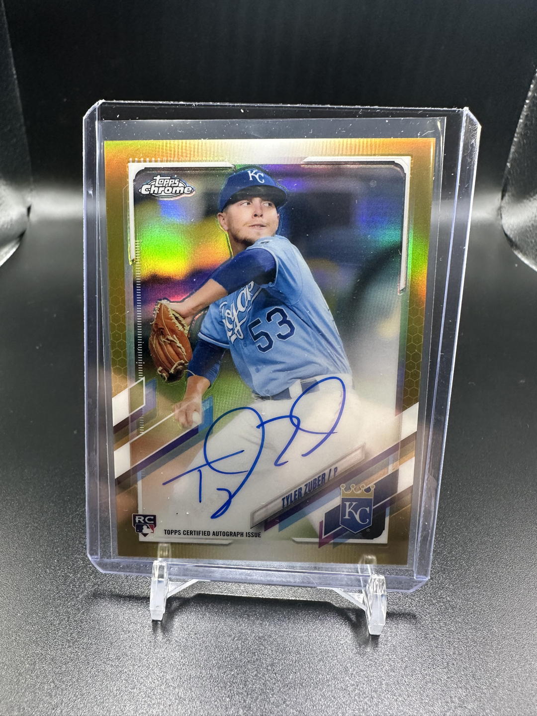 TYLER ZUBER GOLD AUTO /50 2021 TOPPS CHROME RA-TZ RC ROYALS PITCHER