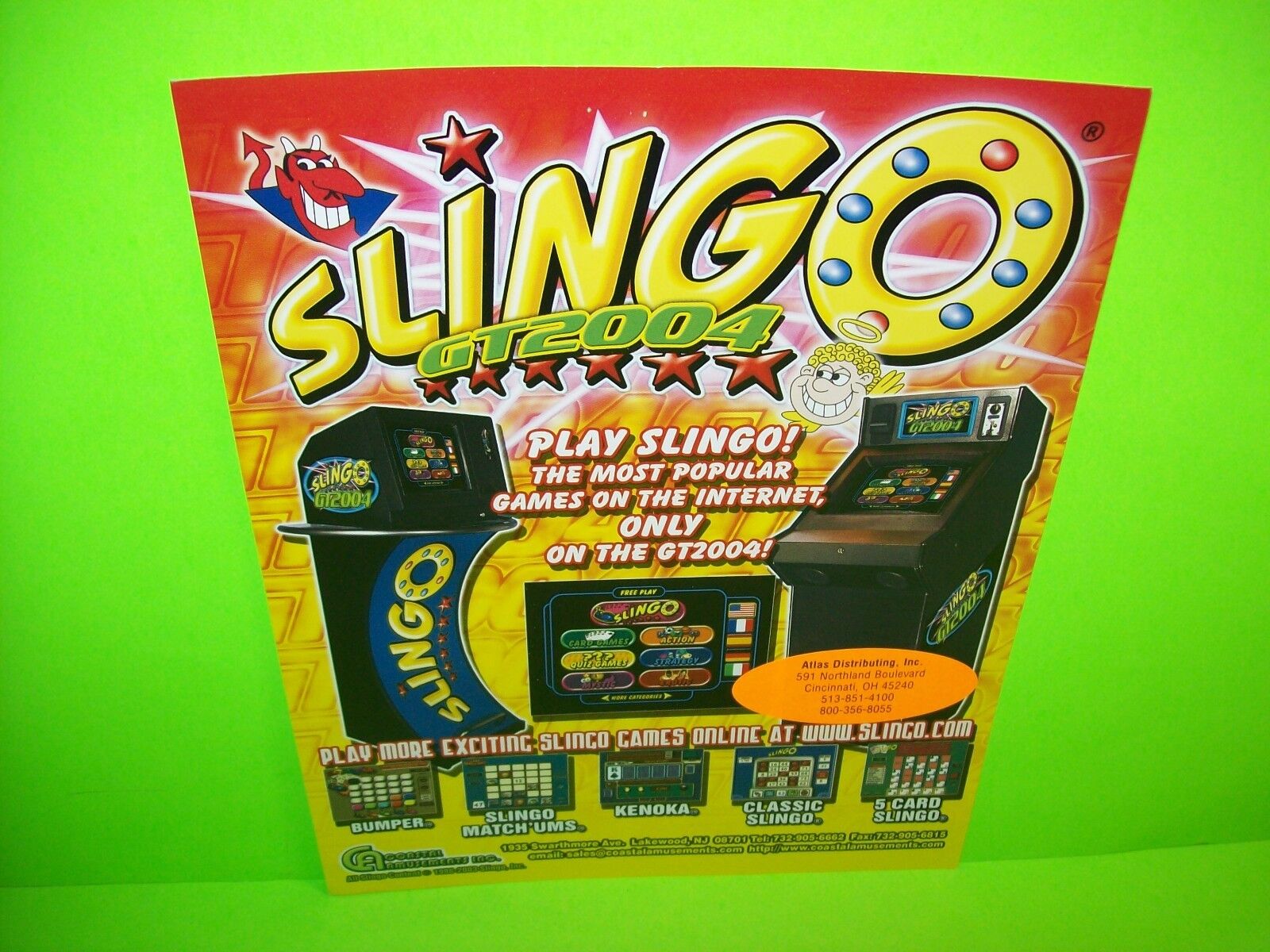 Slingo Original 2003 Video Arcade Game Promo Flyer GT2004 Vintage Retro ...