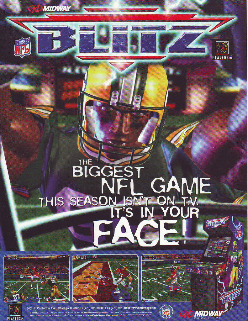 Blitz Arcade FLYER Original 1997 NOS Video Game Football Sports Vintage ...