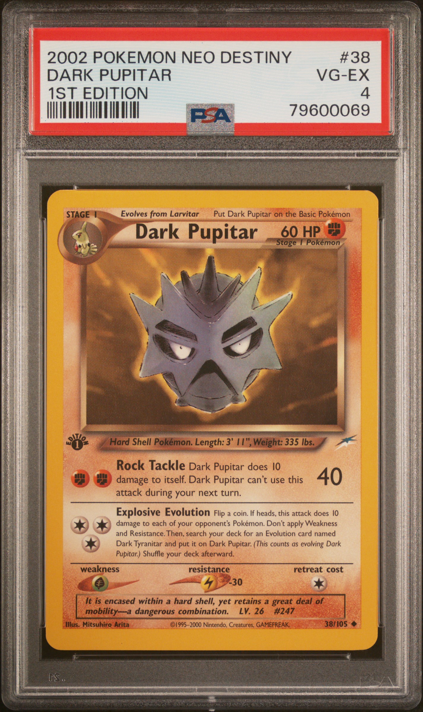Dark Pupitar 2002 Pokemon Neo Destiny Tcg Cards 38 1St Edition PSA Vg-Ex 4