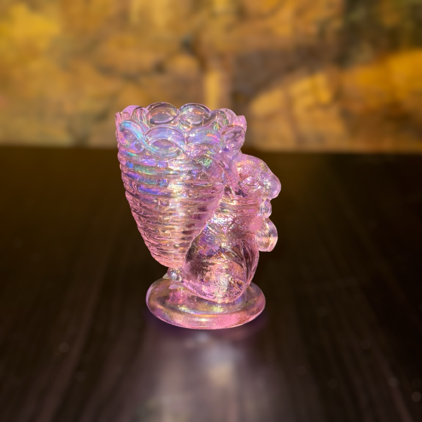 Fenton Iridescent Pink Bunny Egg Cup