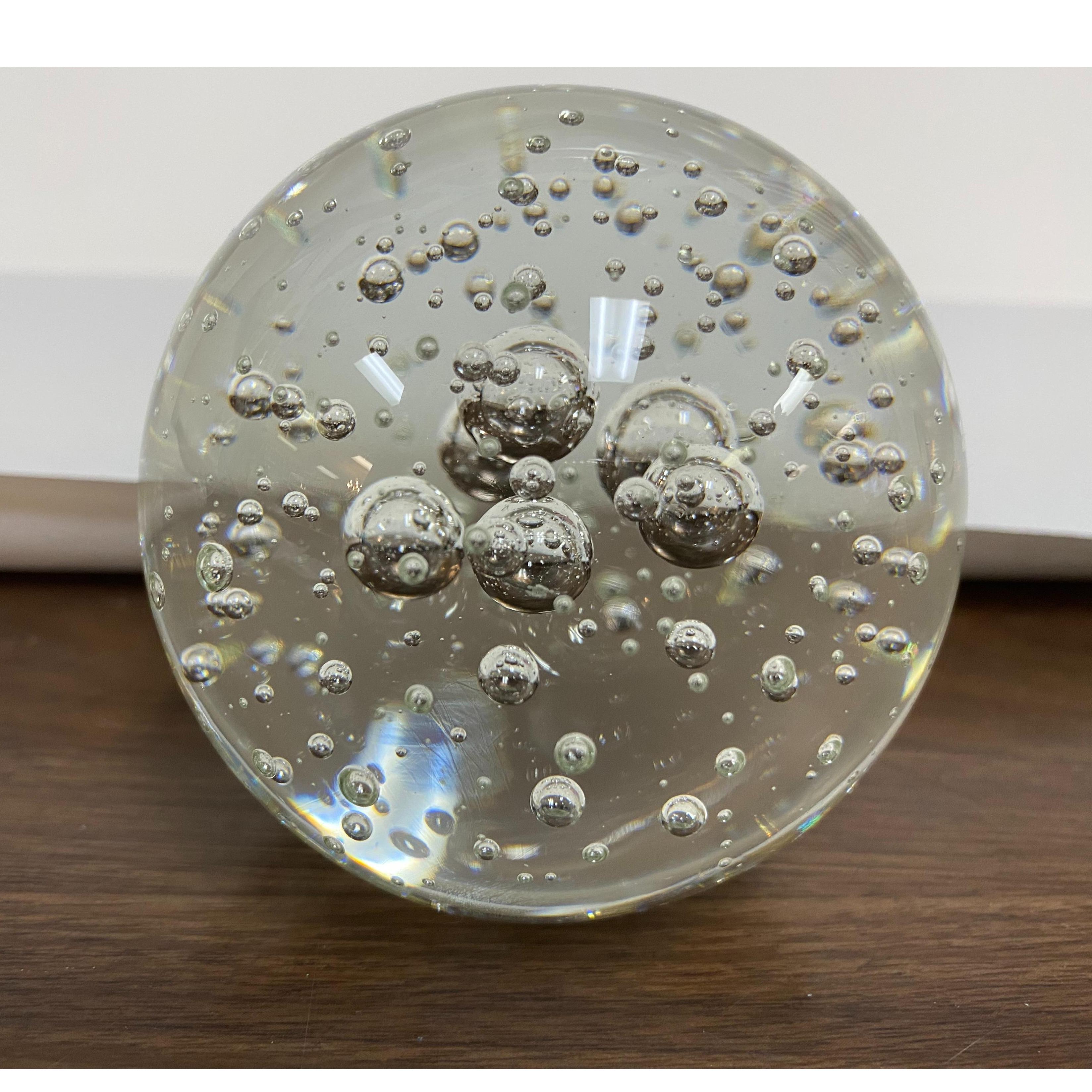 Clear Glass Bubble Paperweight